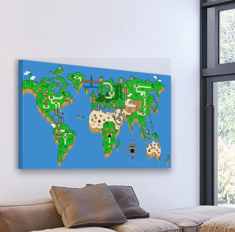 Mario Style World Map Canvas Print High Grade Cotton Canvas Gallery ...