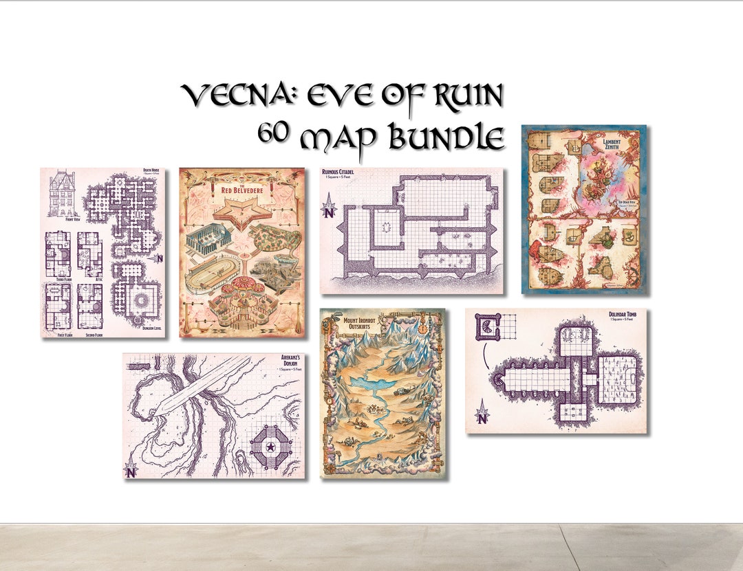 Vecna: Eve of Ruin Adventure Map Bundle Quality Prints on Matte Photo Paper or Canvas 30/60 Map ...
