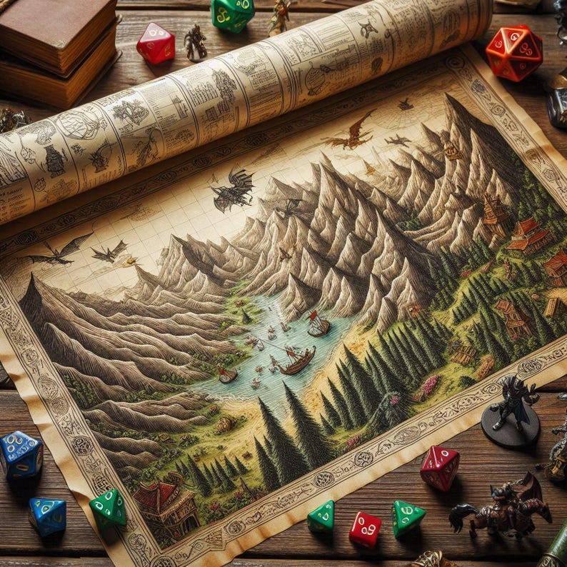 Custom TTRPG Fantasy Map Canvas Print - Premium Quality Battlemap Print ...