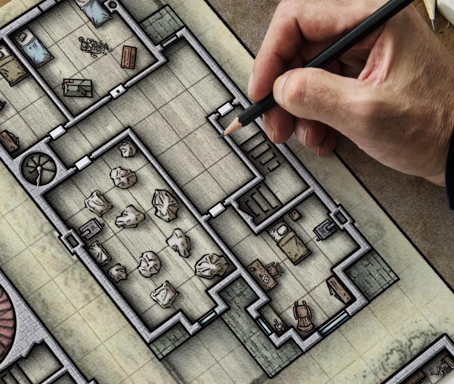 Curse of Strahd Death House Full-size Battlemap Prints on Poster Paper ...