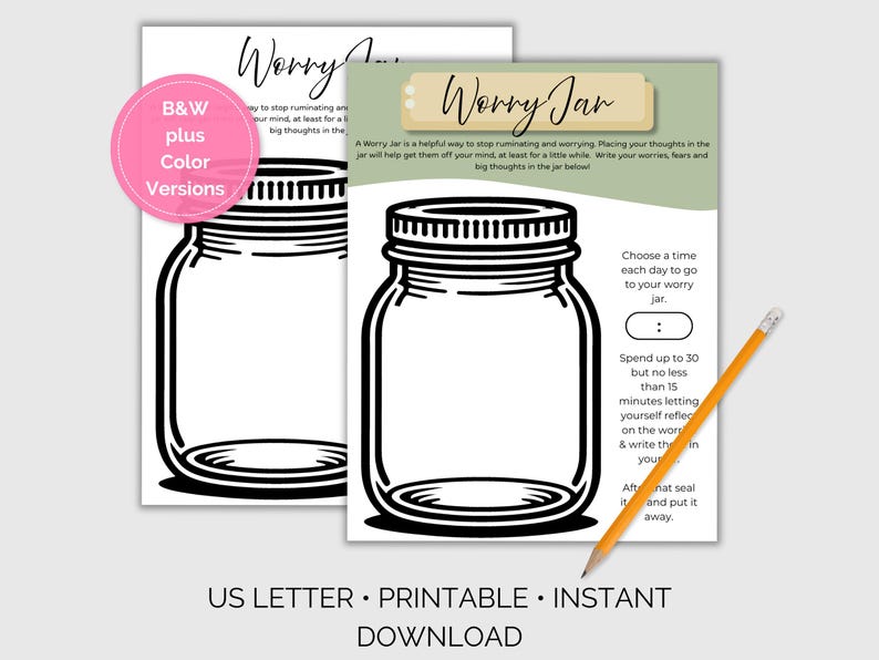 Anxiety Management Worry Jar Printable | Instant PDF | Emotional Tool ...