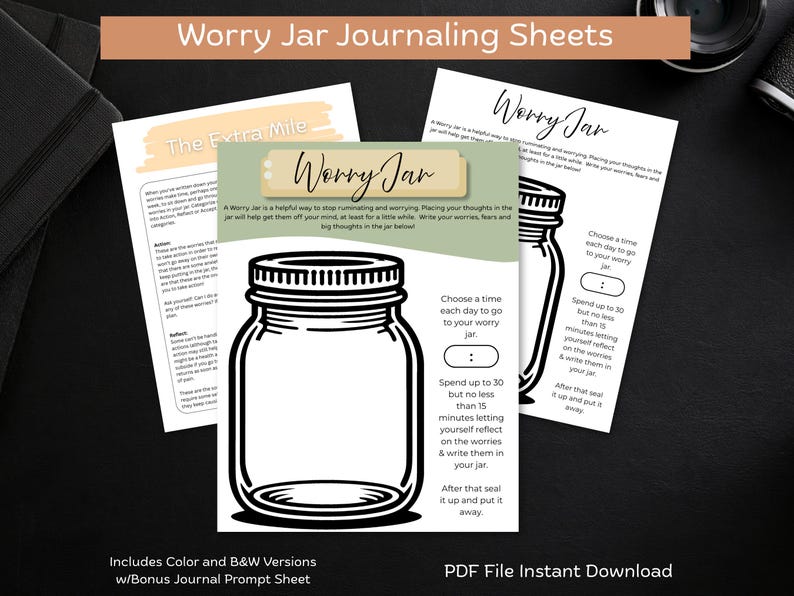 Anxiety Management Worry Jar Printable | Instant PDF | Emotional Tool ...