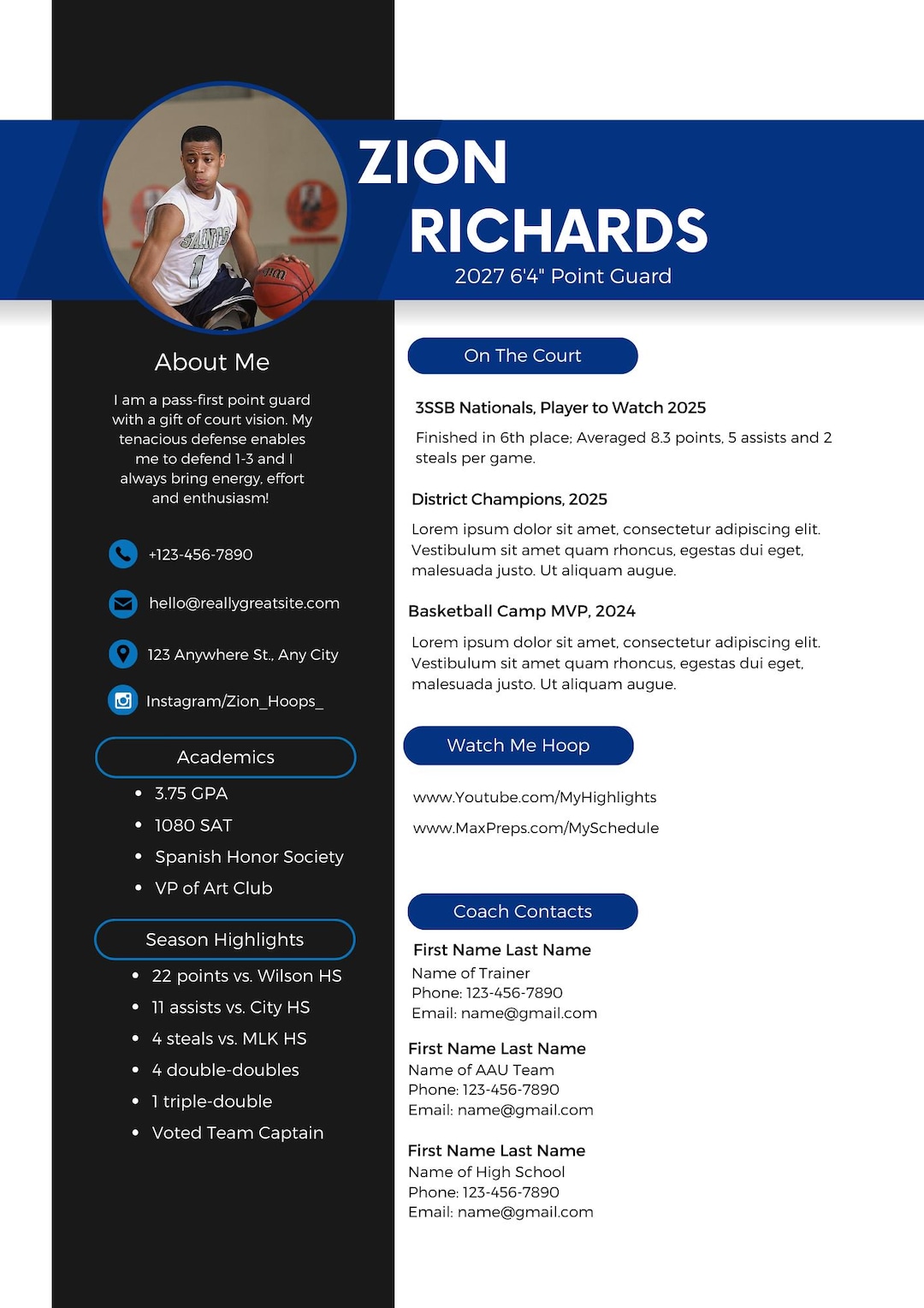 Athlete Resume Athlete Branding Recruitment Letters Recruiting Template ...