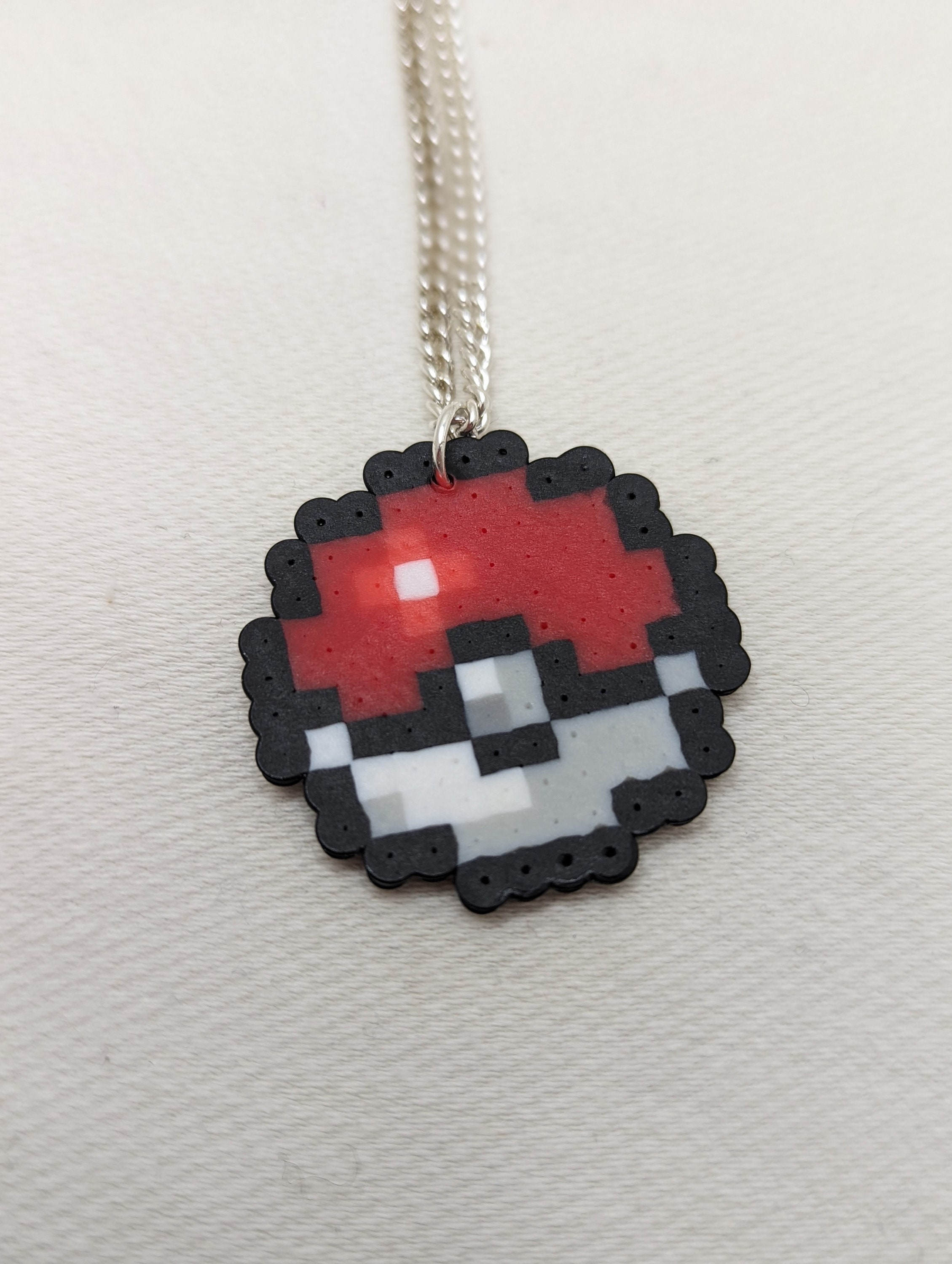 Necklace | Mini Fuse Bead Small Pokeball - Etsy