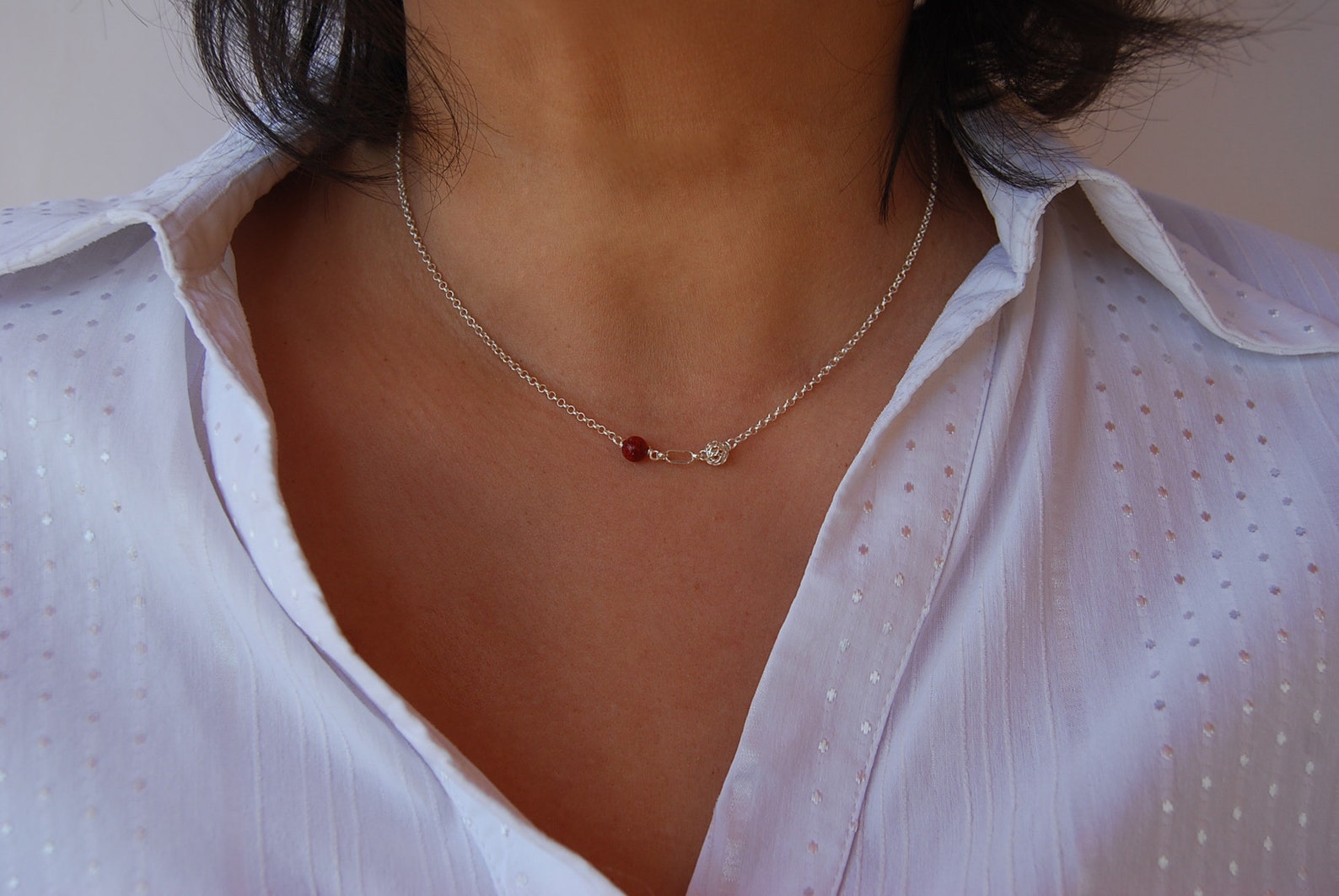 Red Coral Necklace, Silver 925 Necklace, Minimalist Necklace, Sterling ...