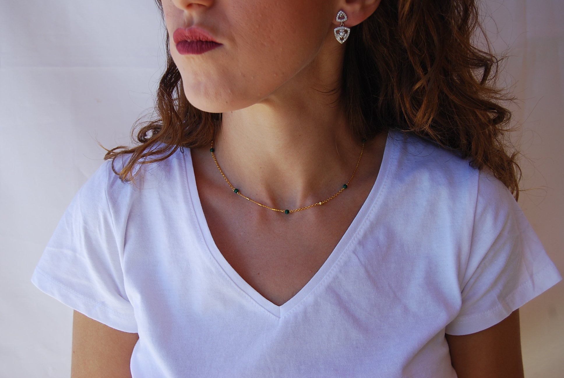 Malachite Necklace, Sterling Silver 925 Necklace, Dainty Malachite ...