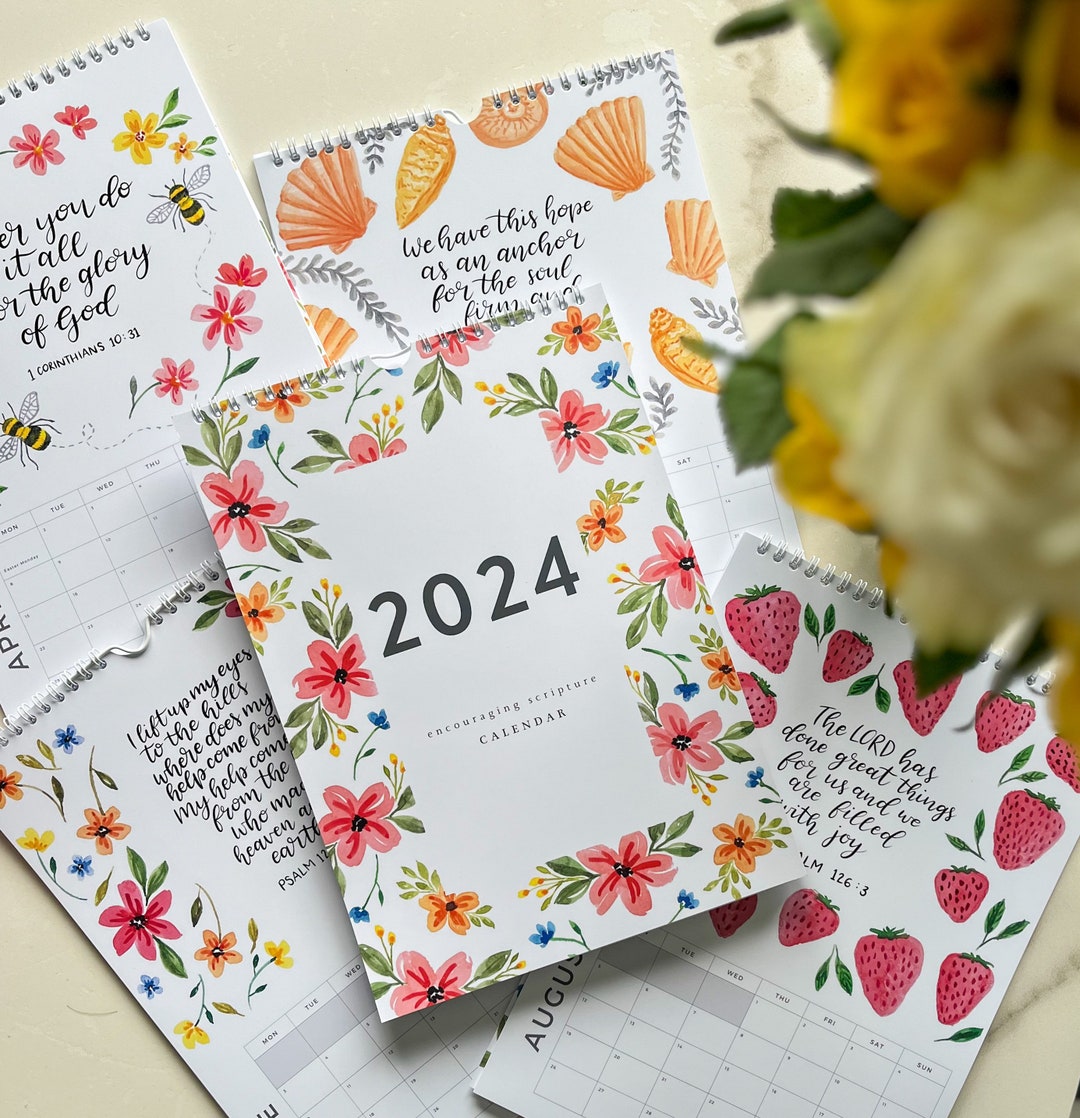 2024 Scripture Calendar Encouraging Scripture Hand Painted Calligraphy ...