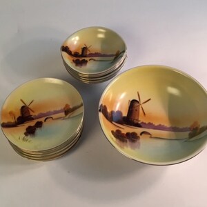 13 Piece Vintage Meito China, Windmill Dessert Set - 1950's Japan - Etsy