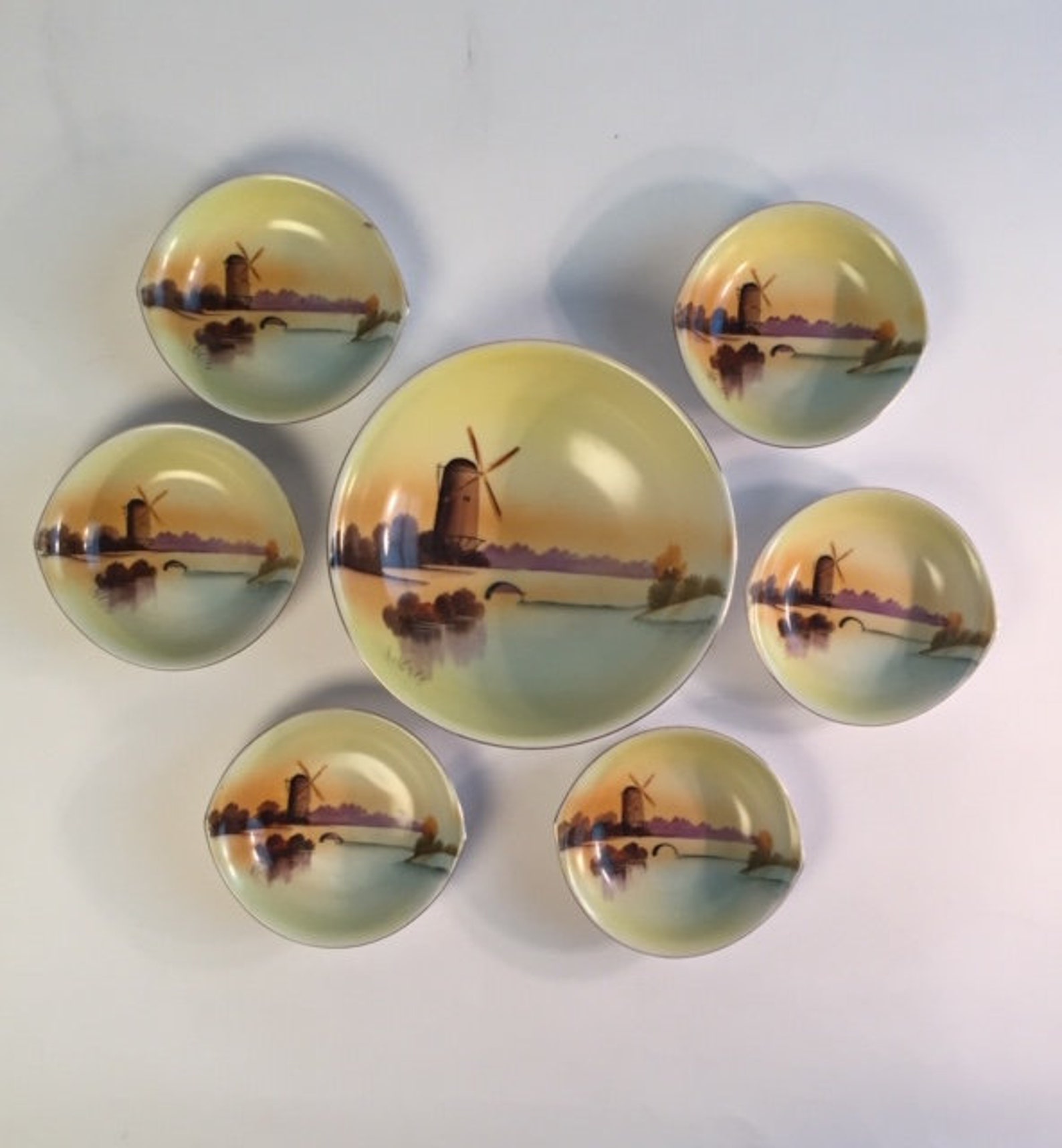 13 Piece Vintage Meito China, Windmill Dessert Set 1950's Japan - Etsy