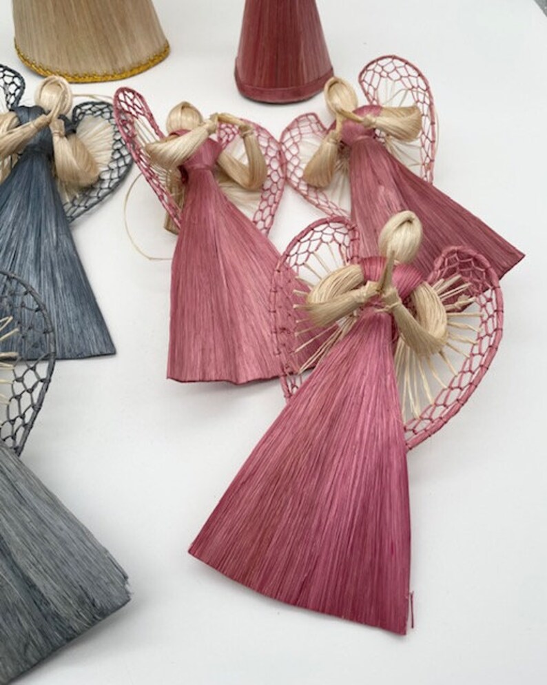 Vintage Hand Woven Raffia Angels Christmas Ornamenttree Topper Xmas ...