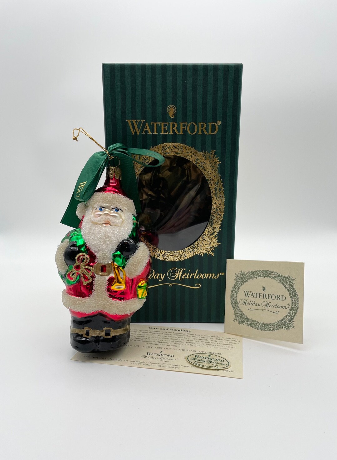 Waterford St Nick 1998 Hand Blown Glass Santa Holiday Heirlooms ...