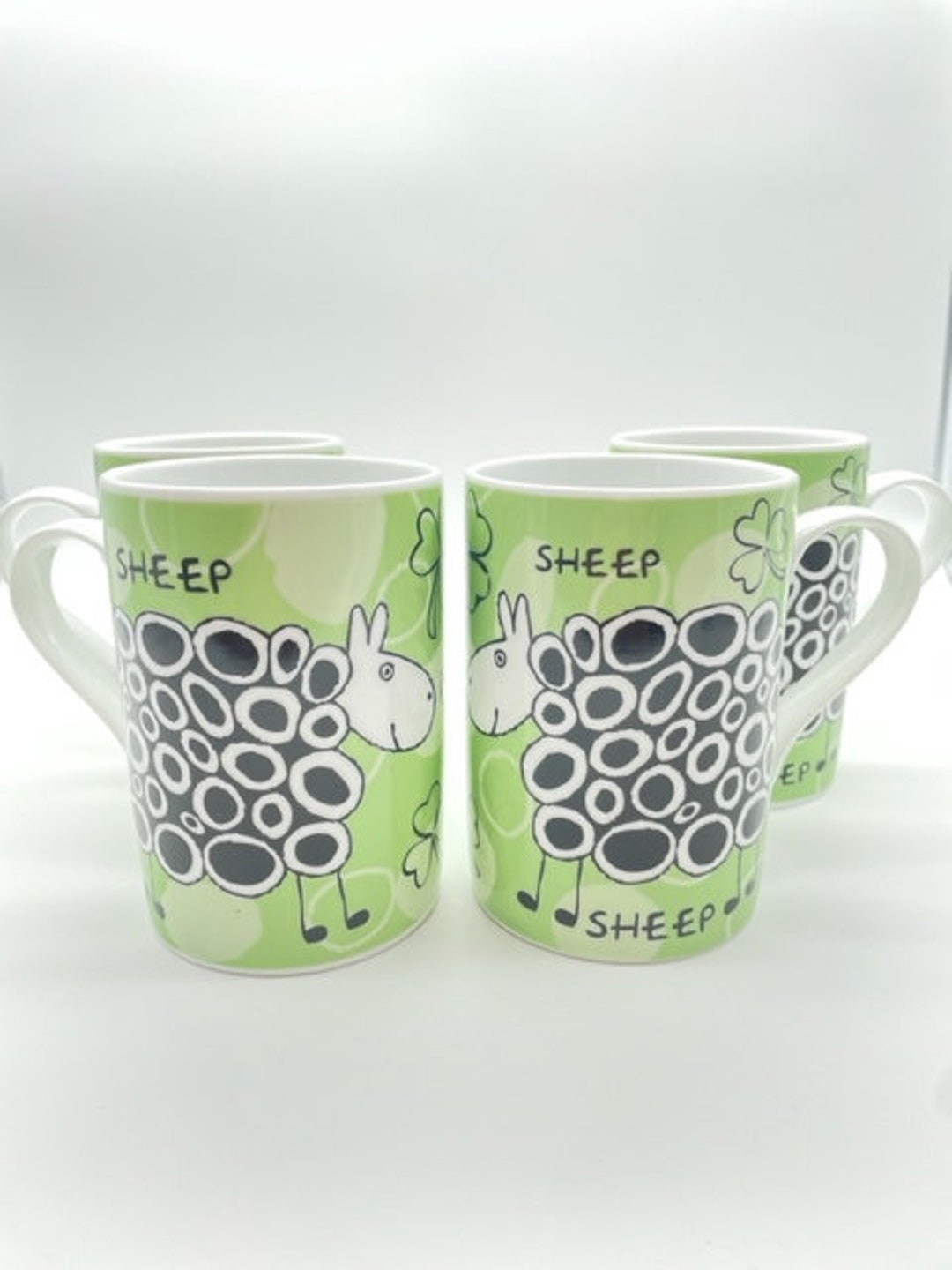 Sheep Coffee Mugs Ireland Wooly Sheep Irish Home Ceramics Set of 4 - Etsy