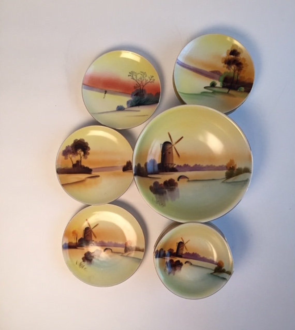 13 Piece Vintage Meito China Windmill Dessert Set | Etsy