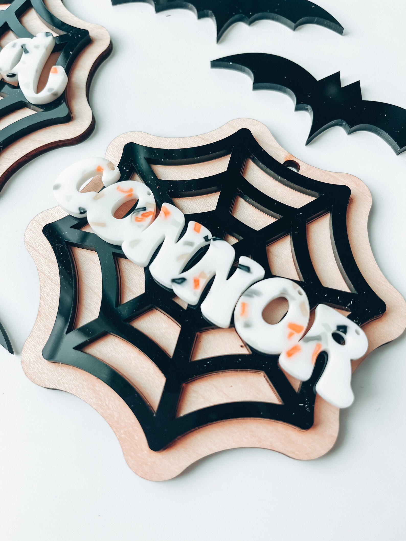 Personalized Halloween Tags: 3D Spider Web Acrylic Party Favors - Etsy