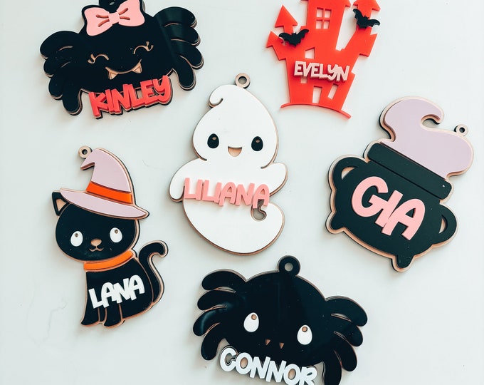 Custom Halloween Name Tag, Personalized Acrylic Basket Tag, Halloween ...