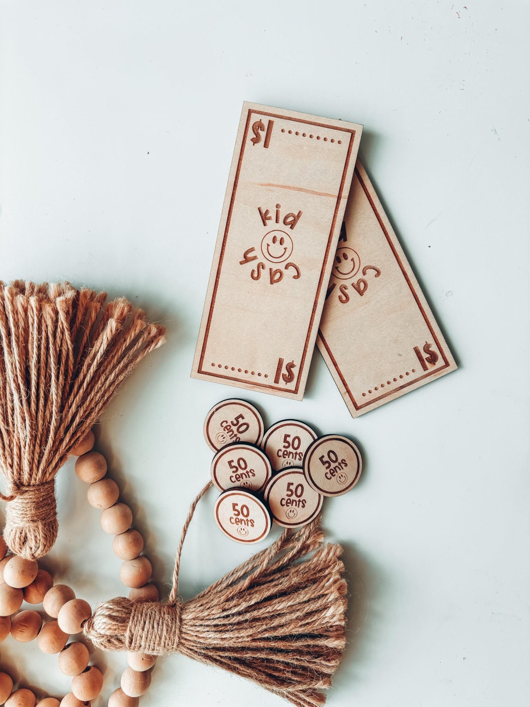 Customizable Wooden Pretend Play Money: Engraved Kids Cash - Etsy