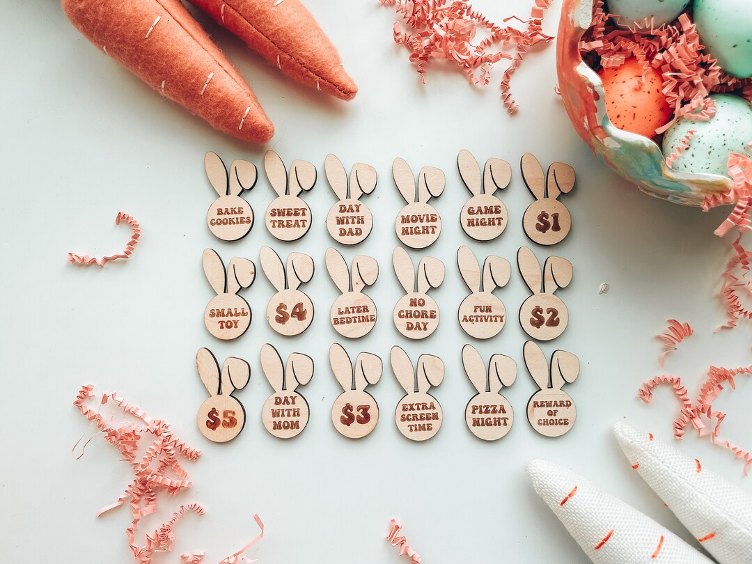 Easter Egg Hunt Tokens, Easter Tokens, Set of 17, Wood, Kid’s Easter ...