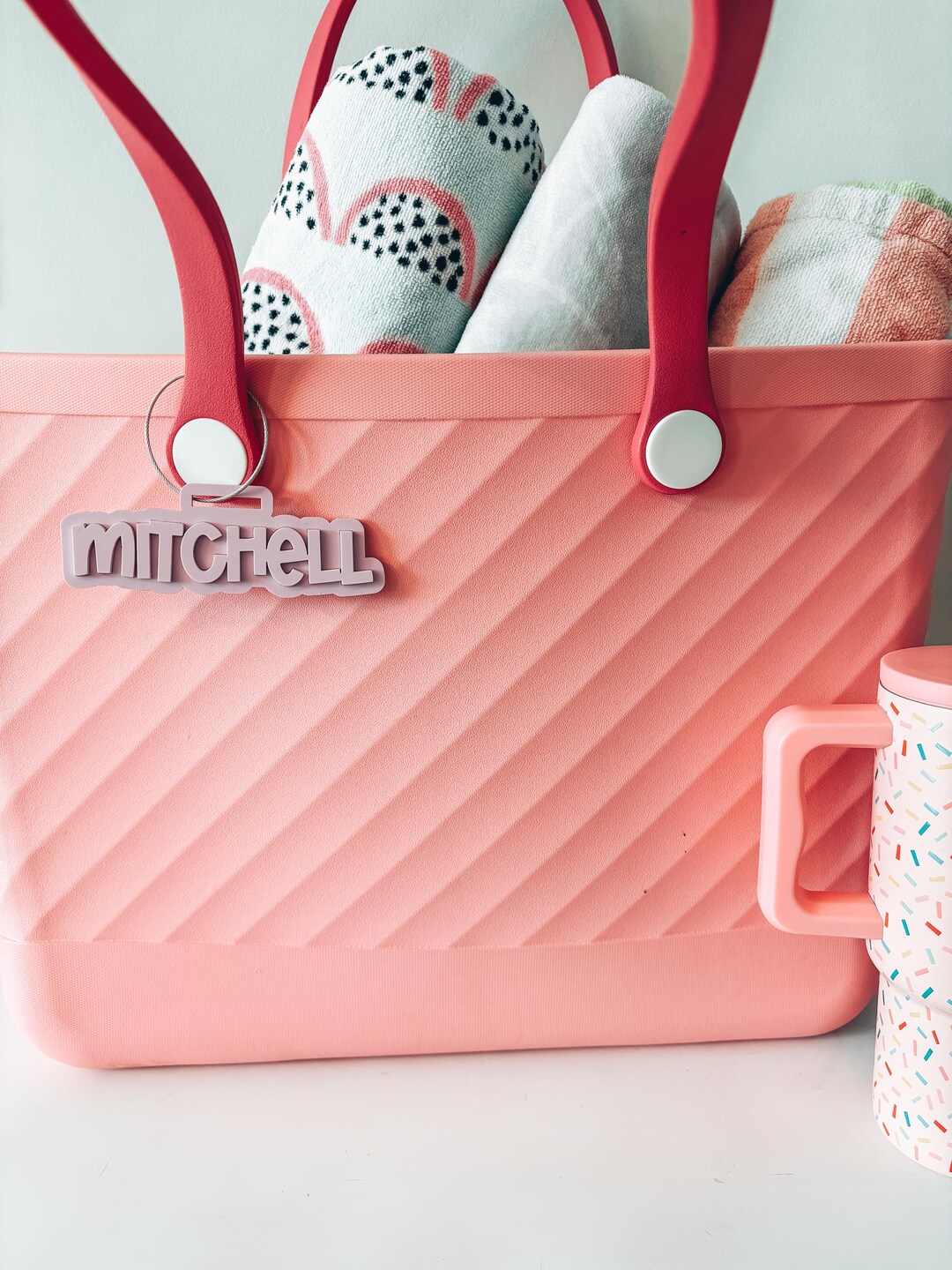 Personalized Acrylic Bag Tag, Custom Beach Tote Name Plate - Etsy