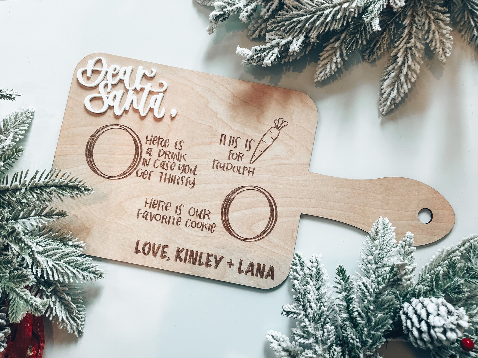 Santa’s Milk and Cookie Tray, Dear Santa, Cutting Board, Personalized ...