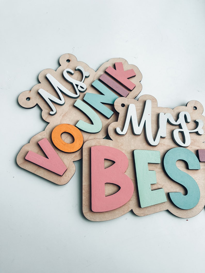 Custom Teacher Name Sign: 3D Pastel Maple Wood Classroom Decor - Etsy