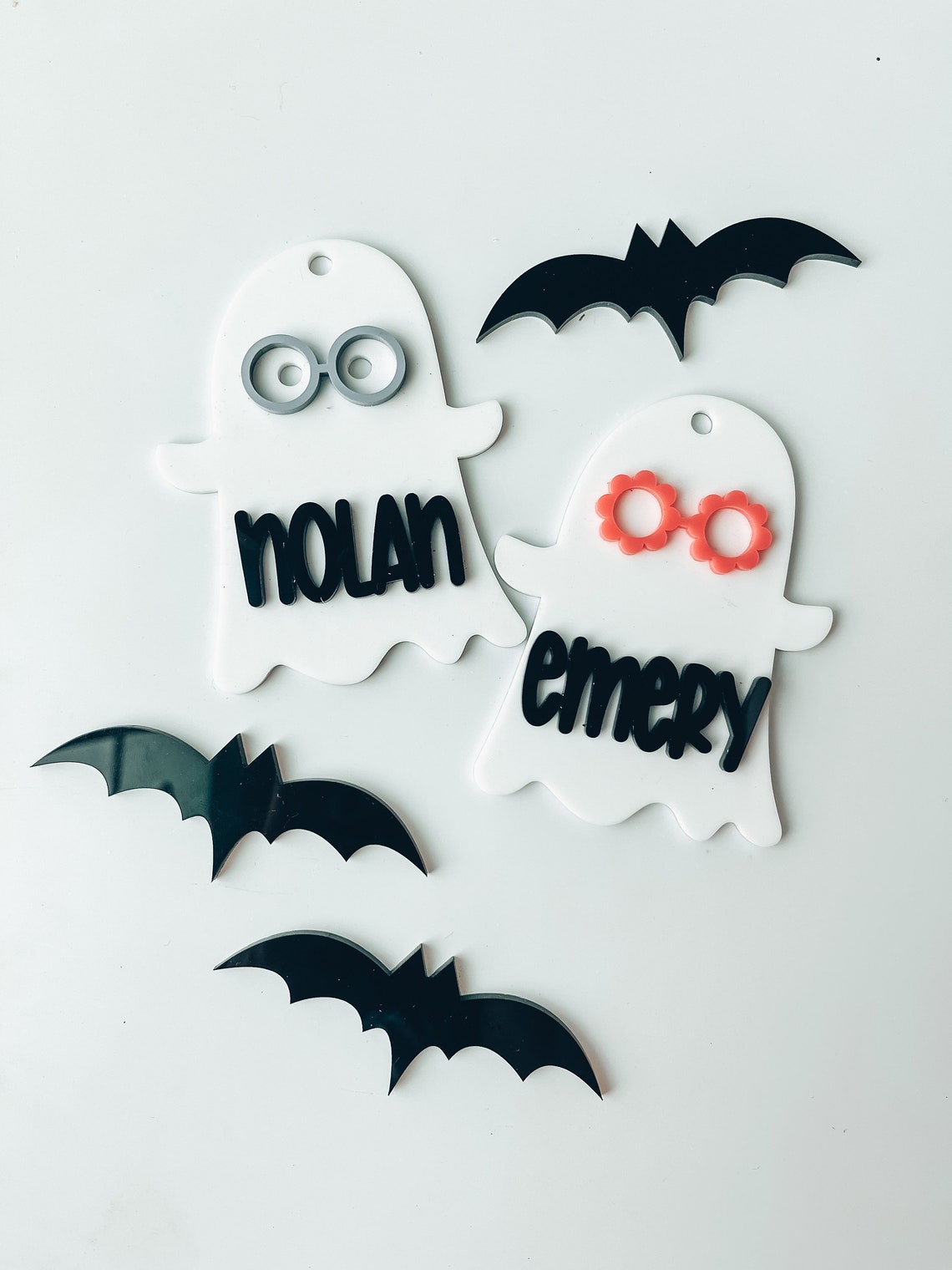 Personalized Halloween Basket Tag: 3D Acrylic Ghost, Candy Corn, Spider ...