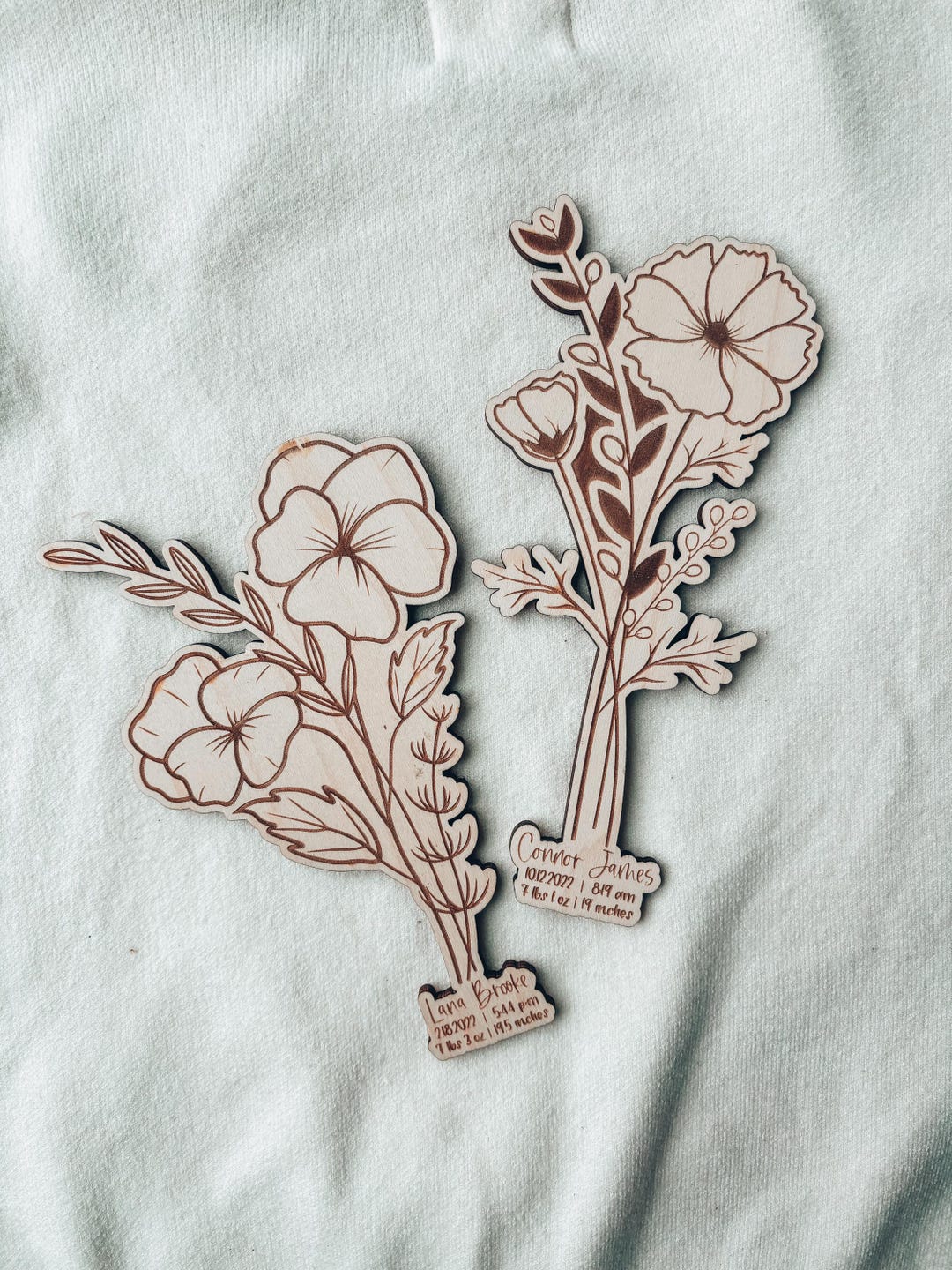 Wooden Birth Flower Sign: Personalized Baby Stats, Nursery Decor - Etsy