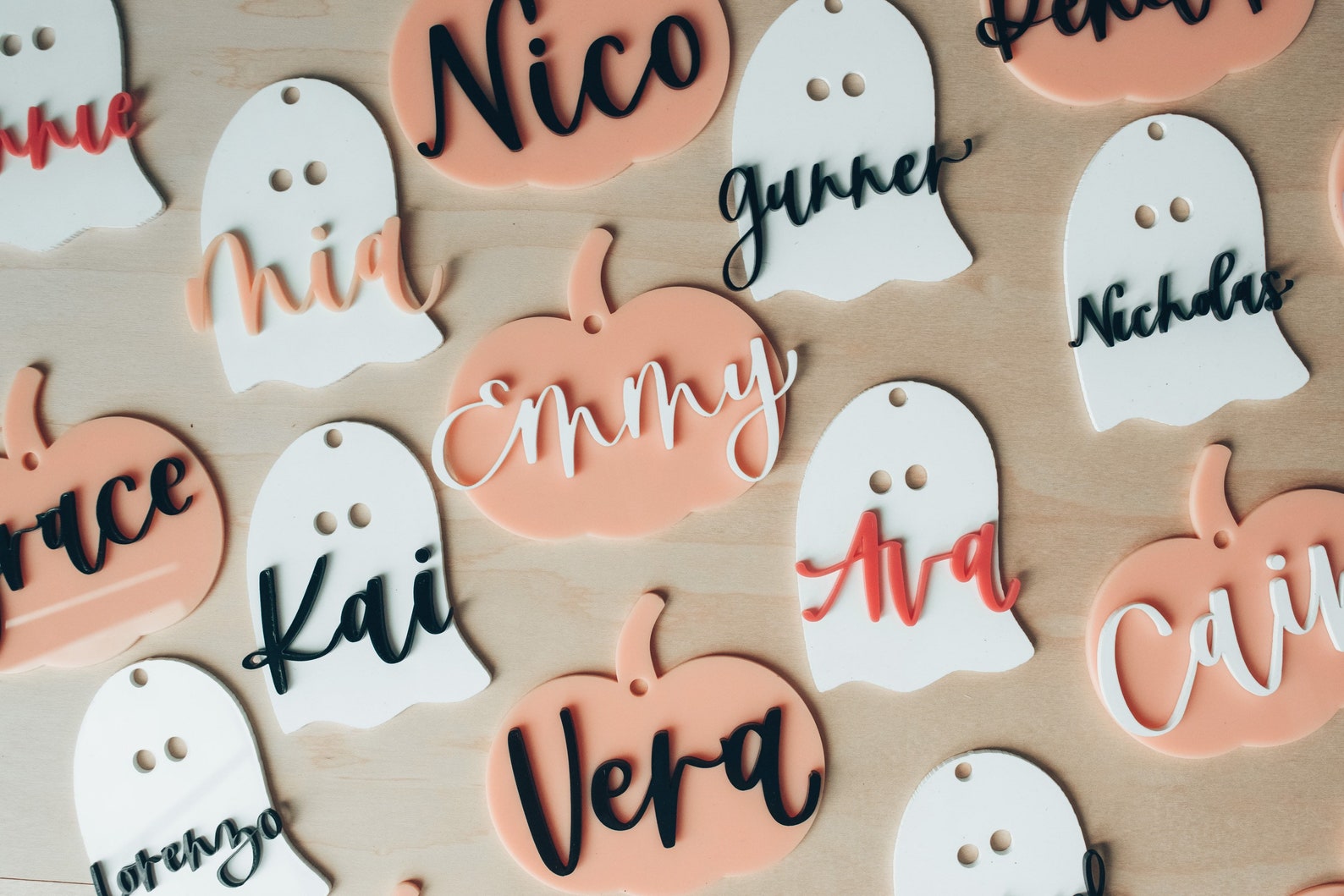 Halloween Tags Pumpkin Name Tag Ghost Tag Bat Tag - Etsy