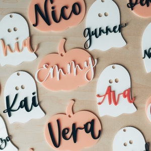 Halloween Tags, Pumpkin Name Tag, Ghost Tag, Bat Tag, Kid's Halloween ...