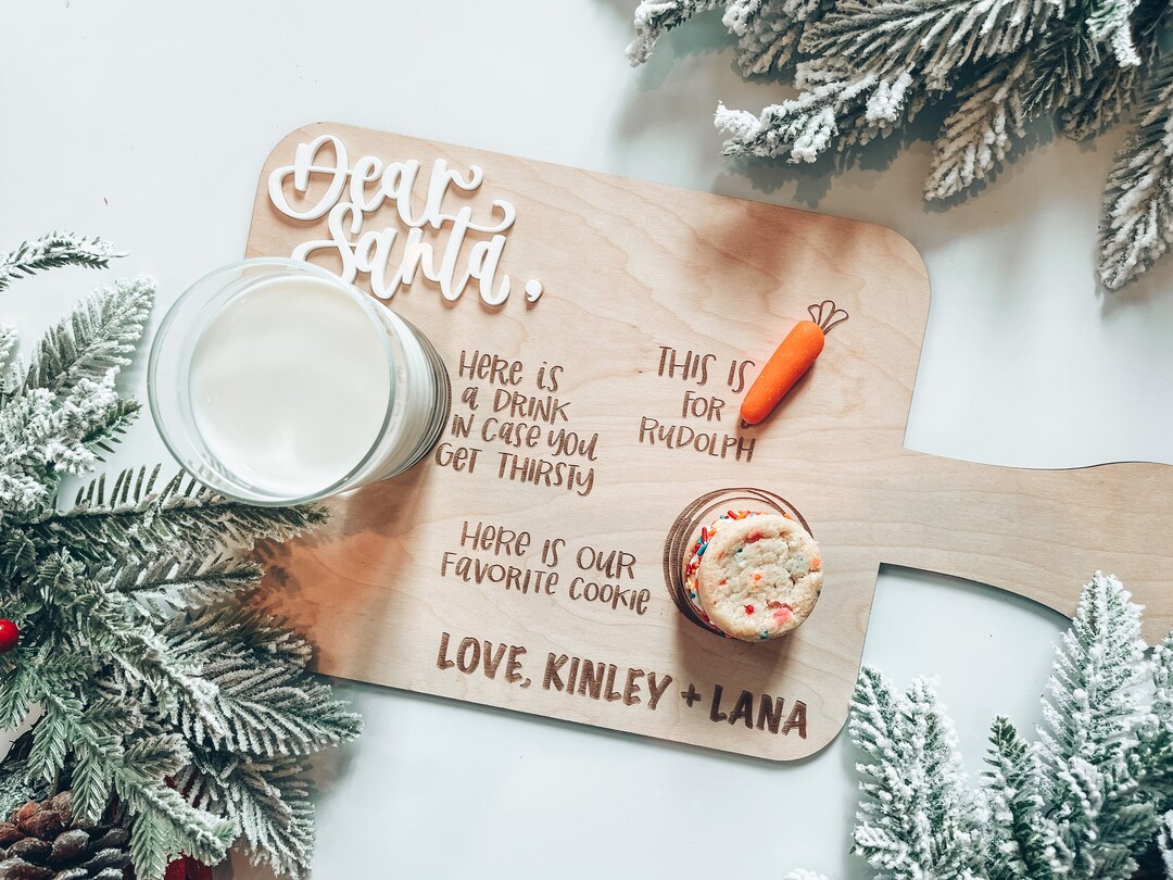Santa’s Milk and Cookie Tray, Dear Santa, Cutting Board, Personalized ...
