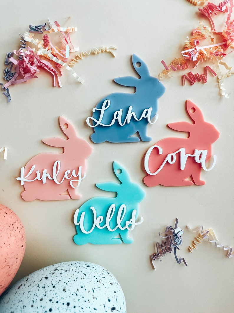 Personalized Easter Basket Tag – Acrylic Bunny With 3D Name - Etsy