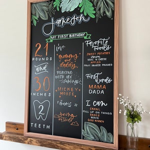 First Birthday Board Baby Milestone Board Custom Chalkboard - Etsy
