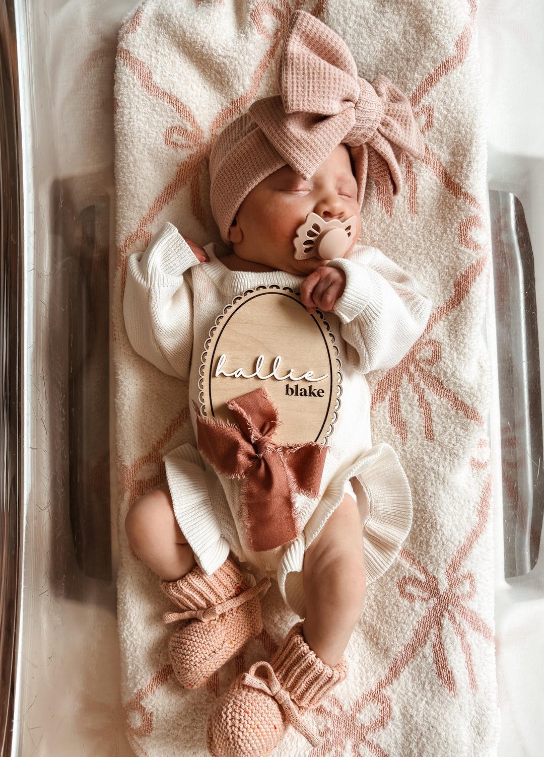 Birth Announcement Sign, Bow Birth Announcement Sign, Hospital Name ...
