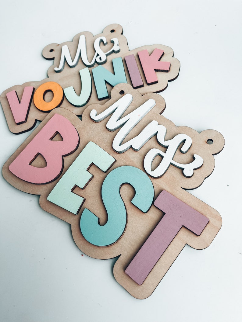 Custom Teacher Name Sign: 3D Pastel Maple Wood Classroom Decor - Etsy