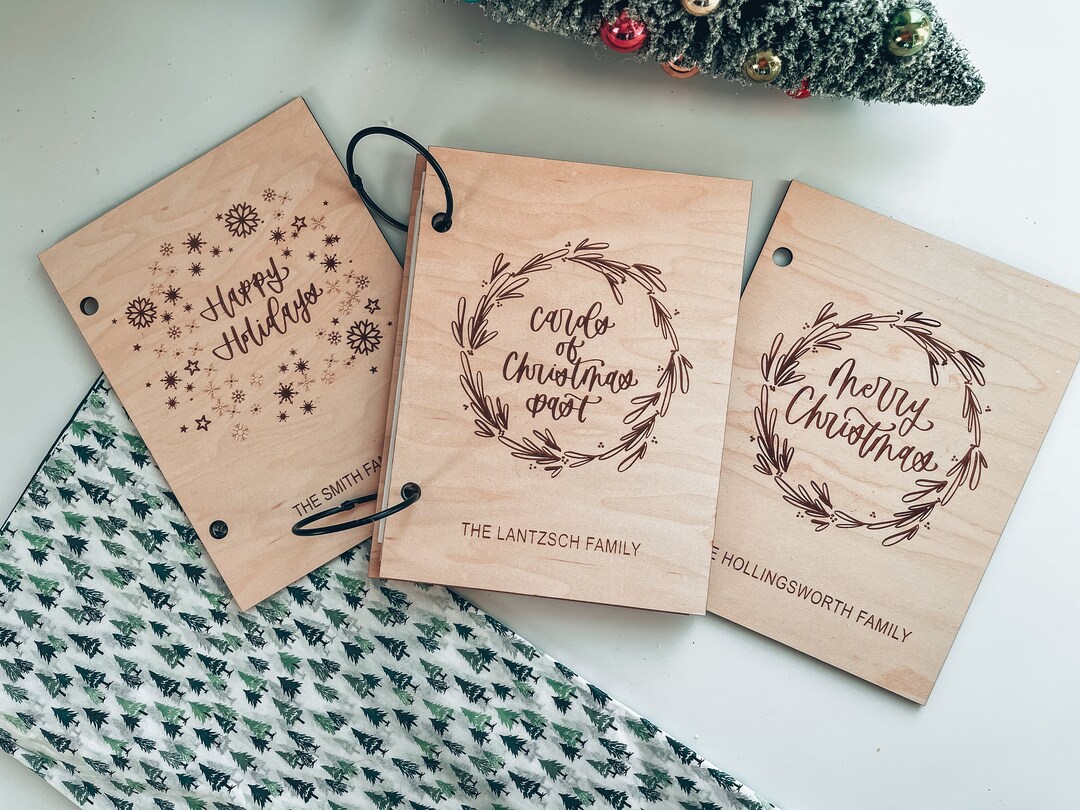Personalized Wooden Christmas Card Album, Holiday Keepsake - Etsy