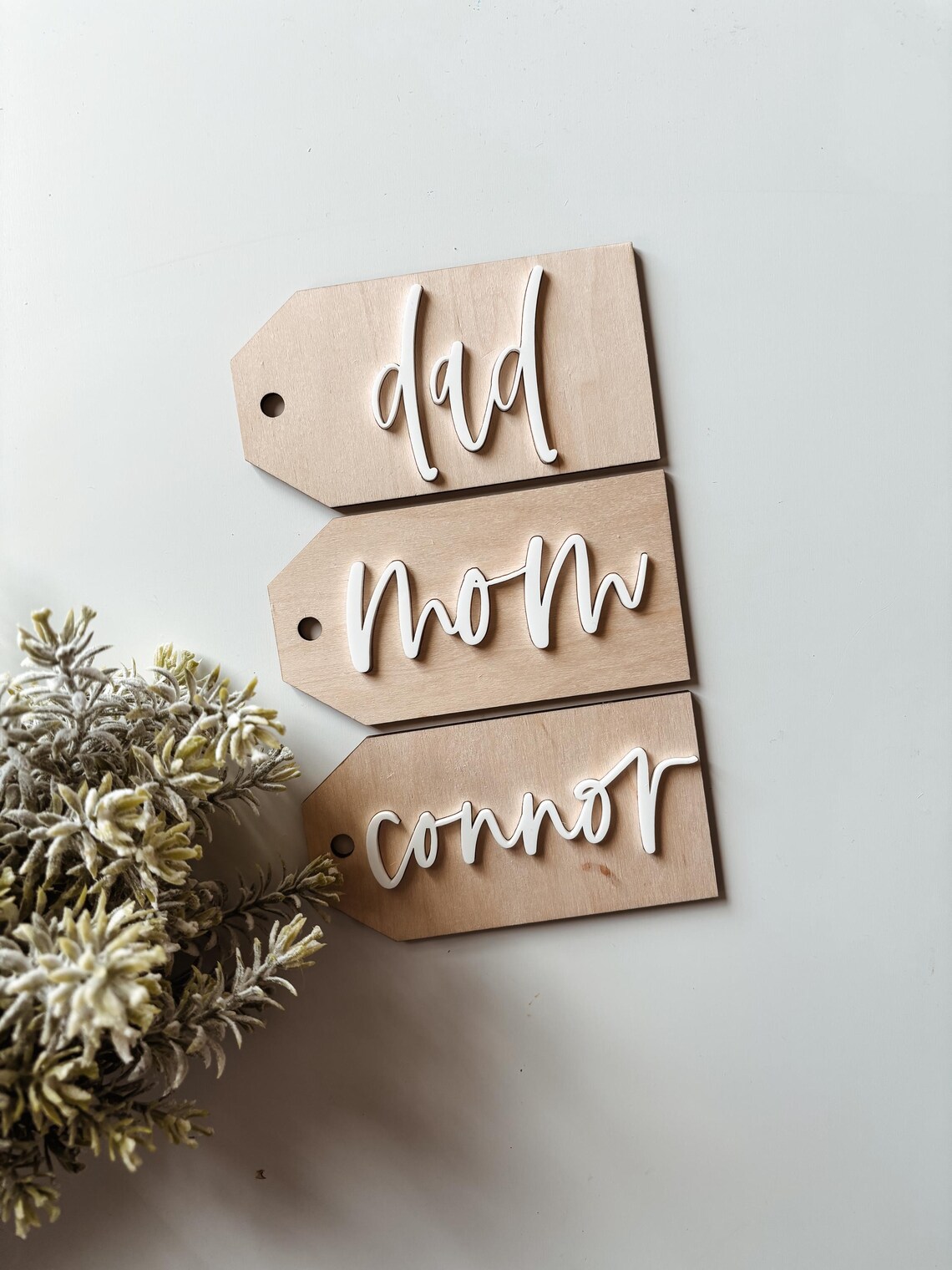 Personalized Cursive Name Stocking Tag: Wood & Acrylic Holiday Decor - Etsy