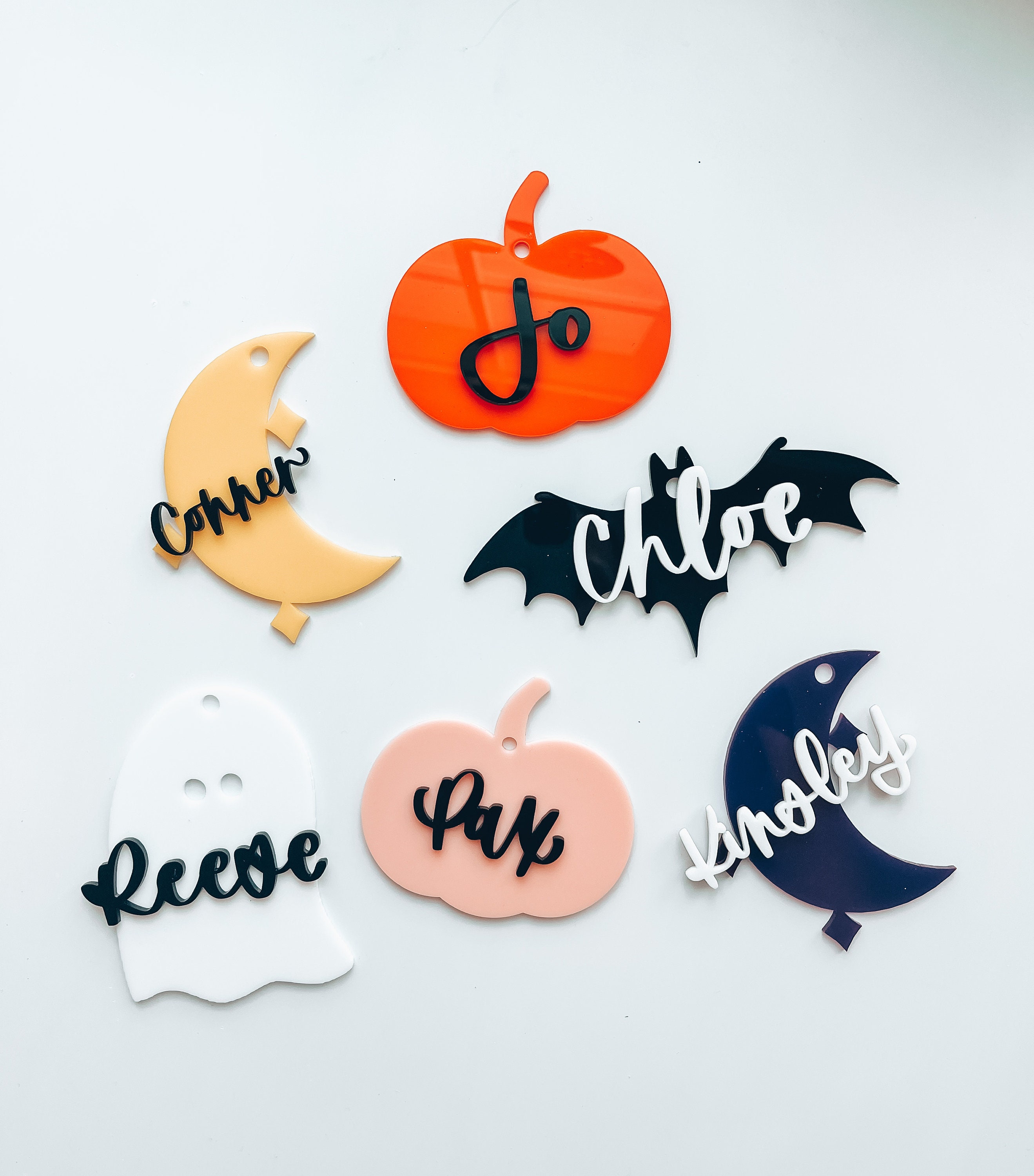 Halloween Tags Pumpkin Name Tag Ghost Tag Bat Tag - Etsy