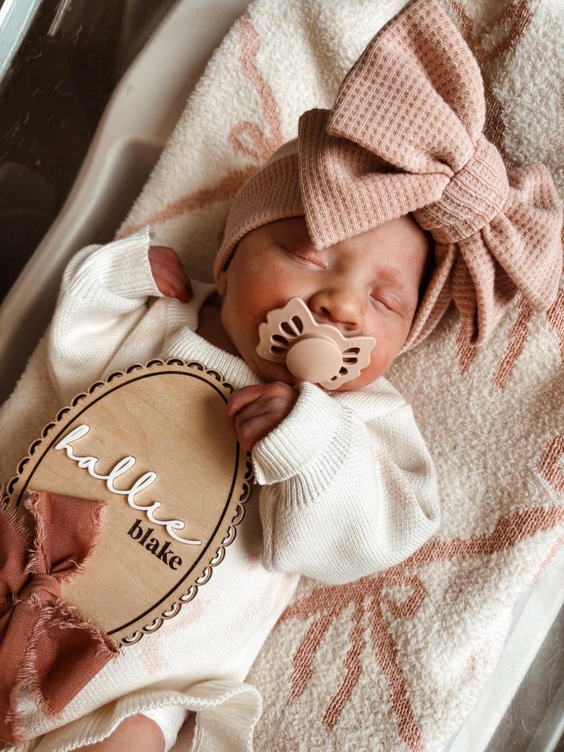 Birth Announcement Sign, Bow Birth Announcement Sign, Hospital Name ...