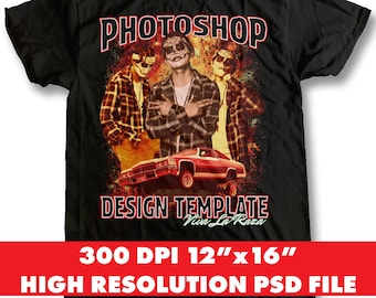 Goth Chick 90s Bootleg Photo Tshirt Template Editable in Photoshop, PSD ...