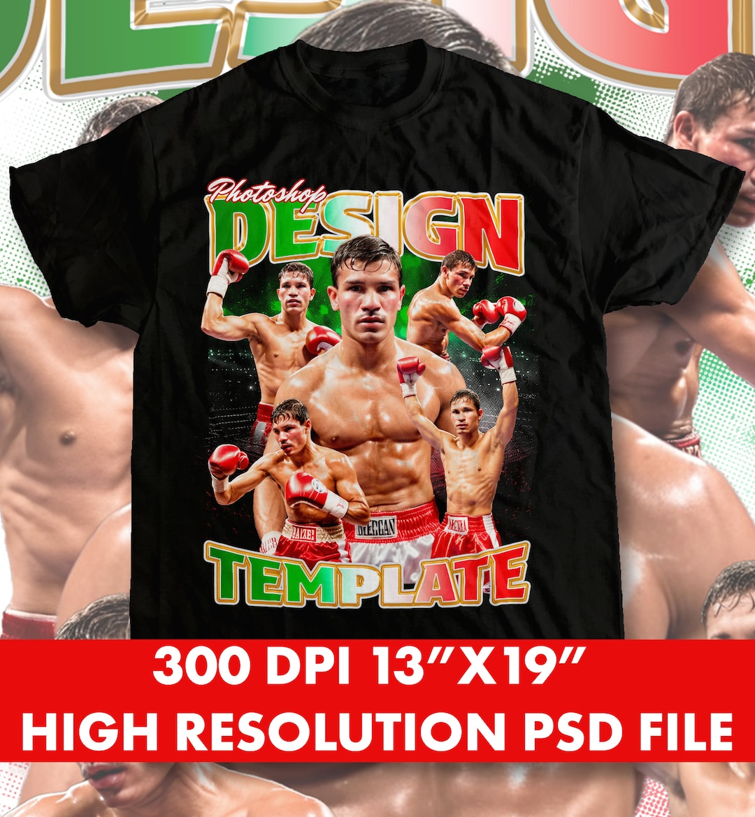 Boxing Bootleg Photo Tshirt Template Editable in Photoshop, PSD File ...