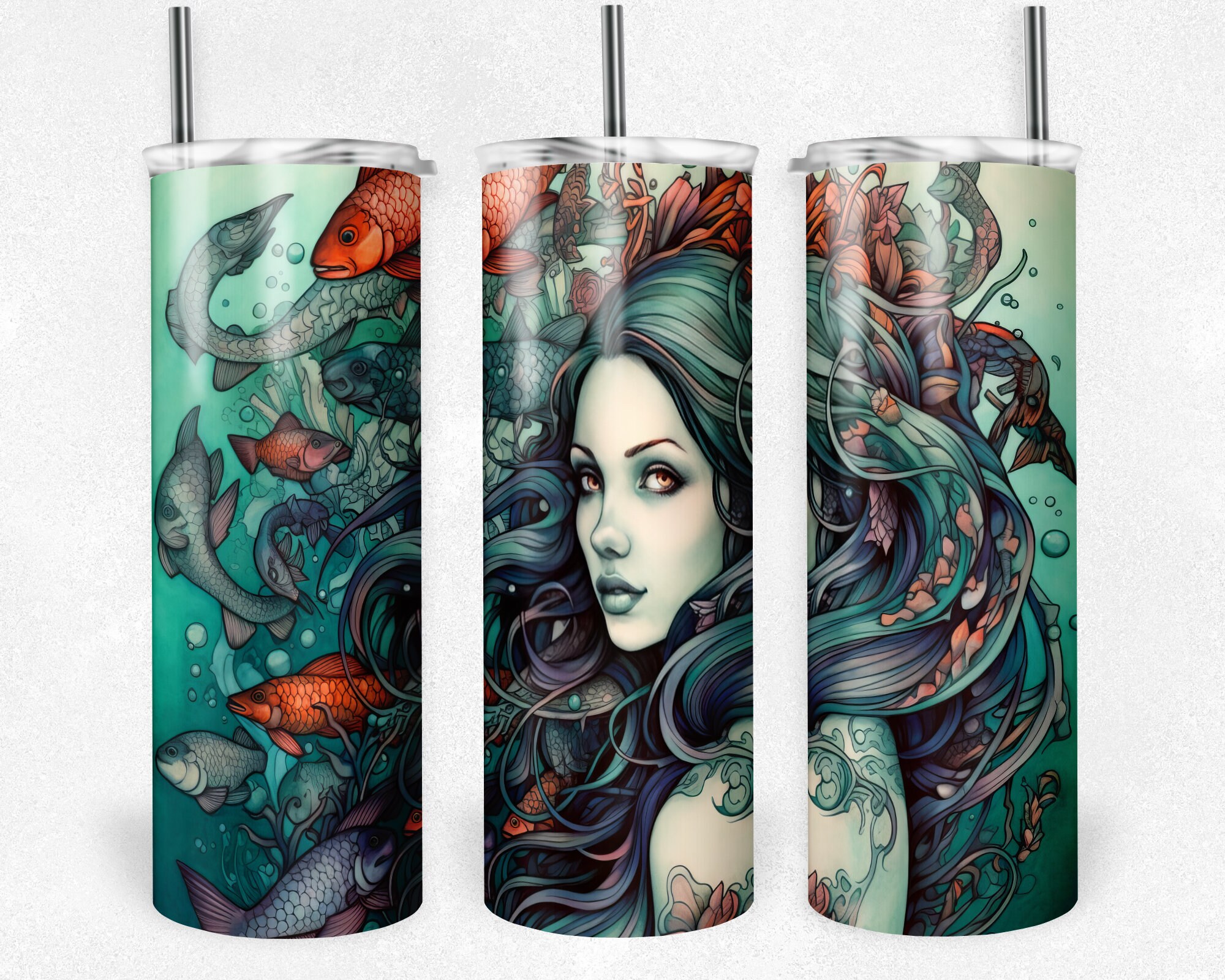 Goth Girl Mermaid PNG File Sublimation Designs for 20 Ounce - Etsy