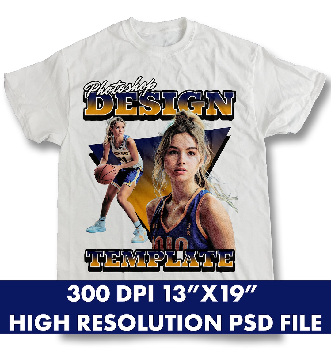 90s Basketball Bootleg Photo Tshirt Template Editable in Photoshop, PSD ...