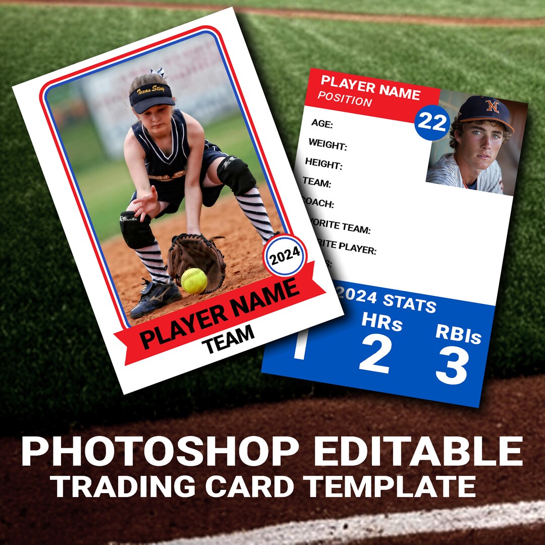 Photoshop Template, Sports Trading Cards, Baseball, Retro, Vintage ...