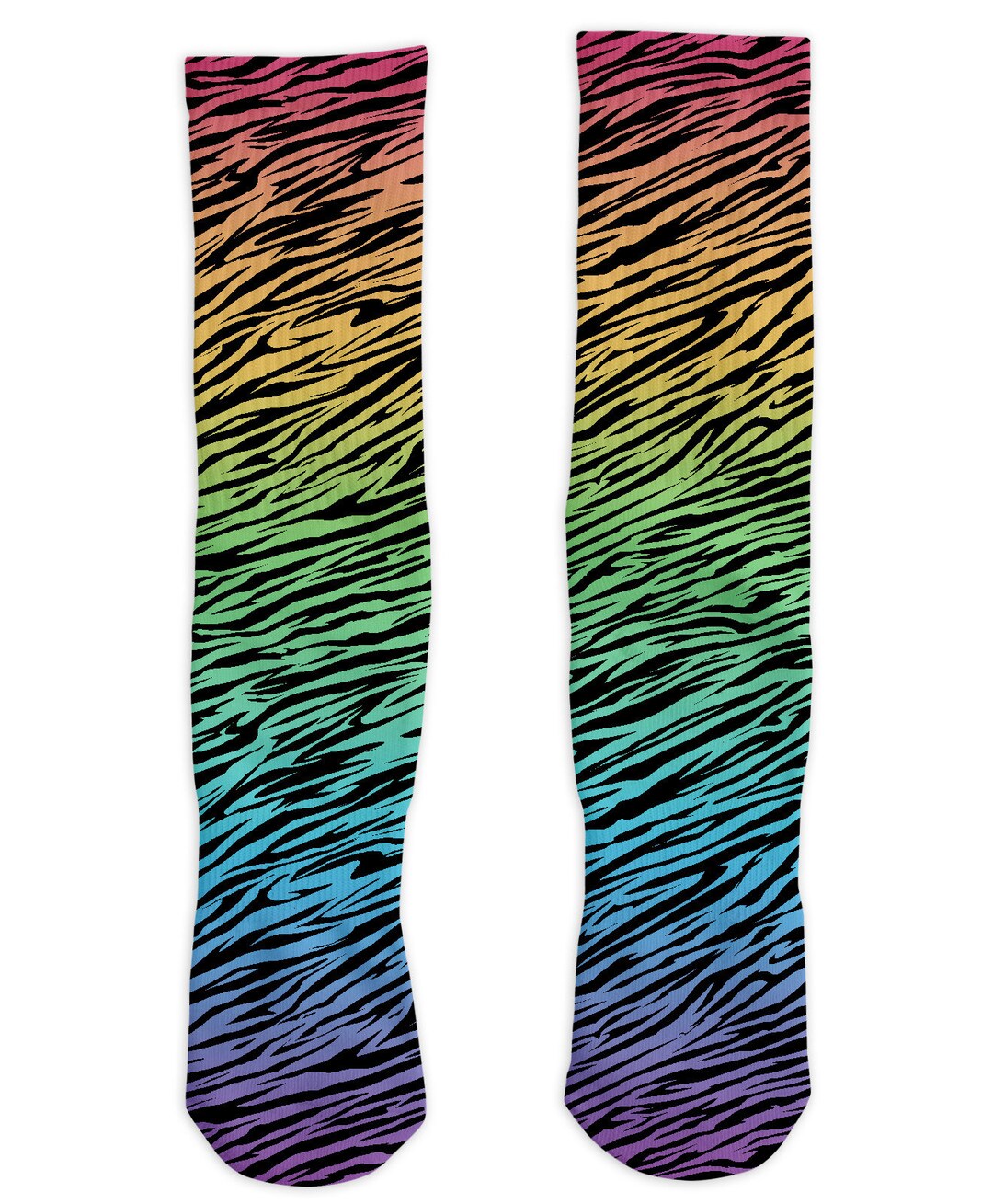 Downloadable Rainbow Tiger Stripes Print Sock Sublimation Art ...