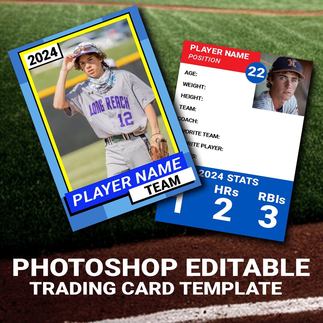Photoshop Template, Sports Trading Cards, Baseball, Retro, Vintage ...