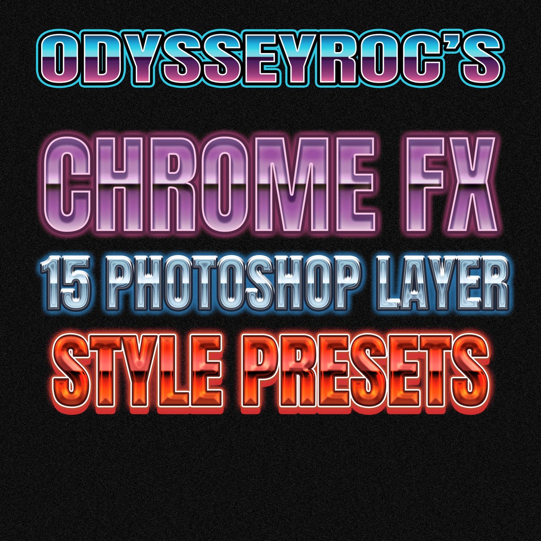 Photoshop Style Preset Kit for Tshirt Designers, Chrome FX, 15 Style ...