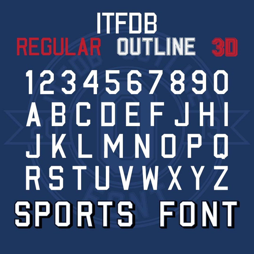 Sports Jersey Font, 3 Variations Regular Outline 3D, TTF OTF, Baseball ...