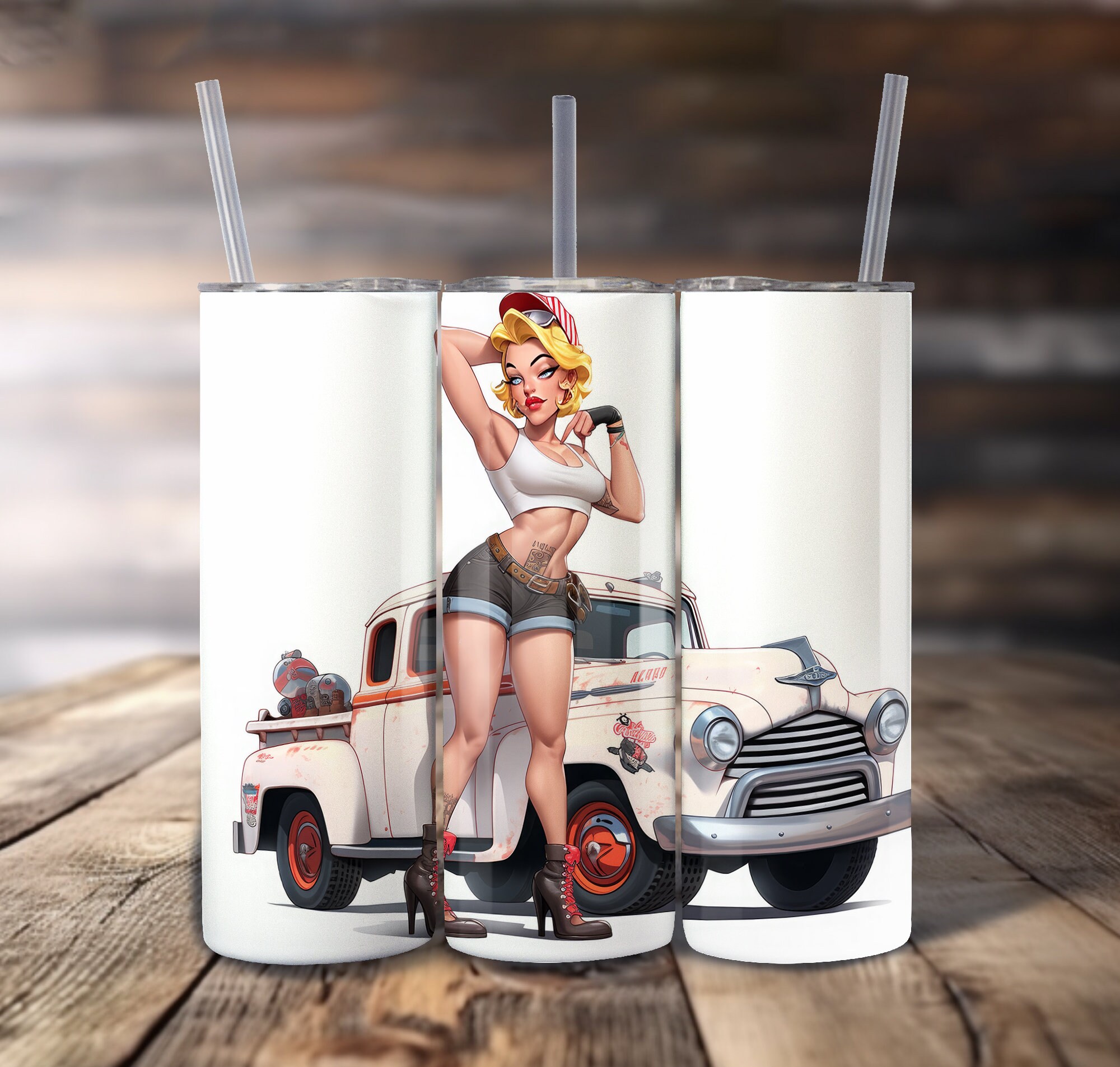 Hot Rod Pinup Girl Tumbler Wrap PNG File Sublimation - Etsy