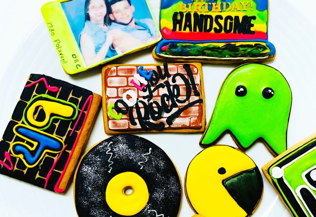 Graffiti Theme Cookies /80s Cookies/ Glow in the Dark Cookies - Etsy