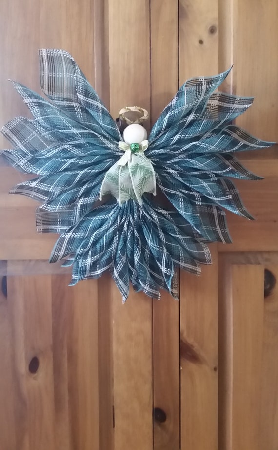 Rustic Angel Tree Topper Woodland Angel Tartan Plaid Puerta | Etsy