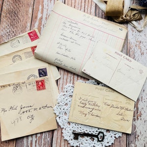 Ephemera Bundle Antique and Vintage Ledger, Envelopes, Postcards ...